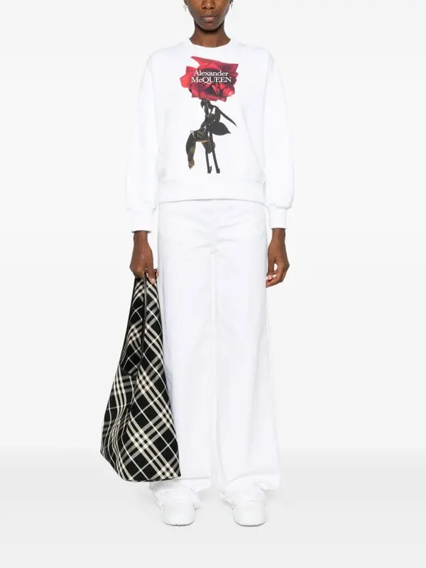 Alexander McQueen Logo-plaque Wide Leg Jeans - White