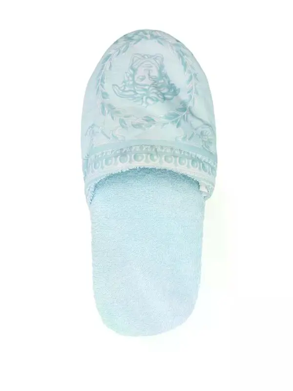 Versace Medusa Print Cotton Slippers - Blue