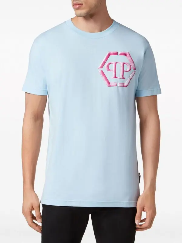 Philipp Plein Hexagon Logo-print Cotton T-shirt - Blue