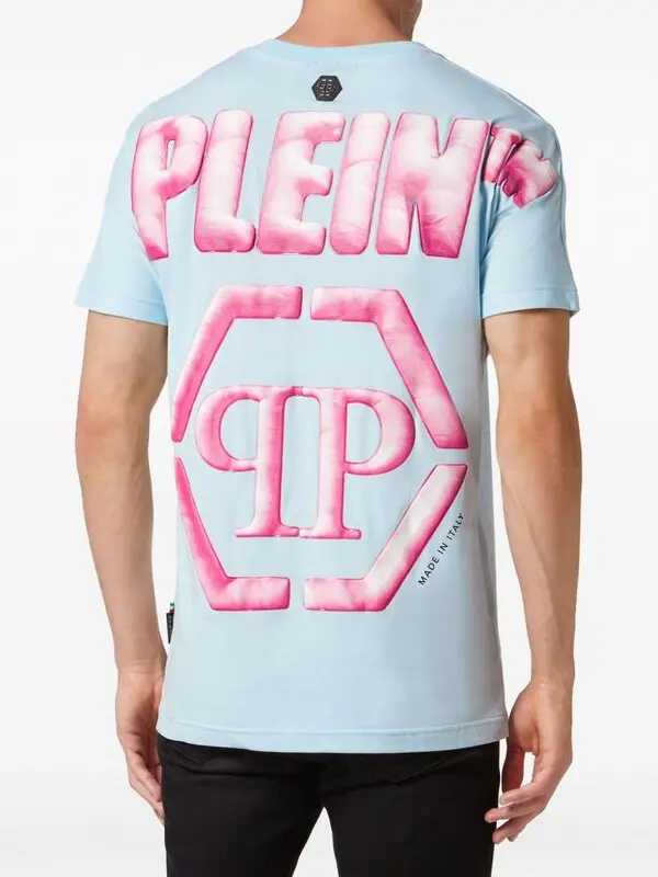 Philipp Plein Hexagon Logo-print Cotton T-shirt - Blue
