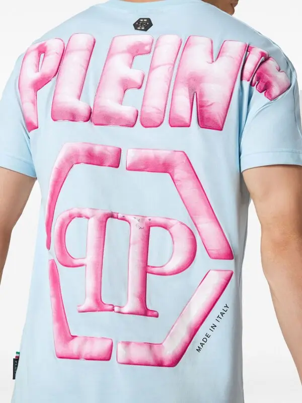 Philipp Plein Hexagon Logo-print Cotton T-shirt - Blue