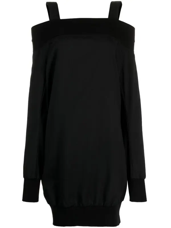 Yohji Yamamoto Long-sleeved Wool Dress - Black