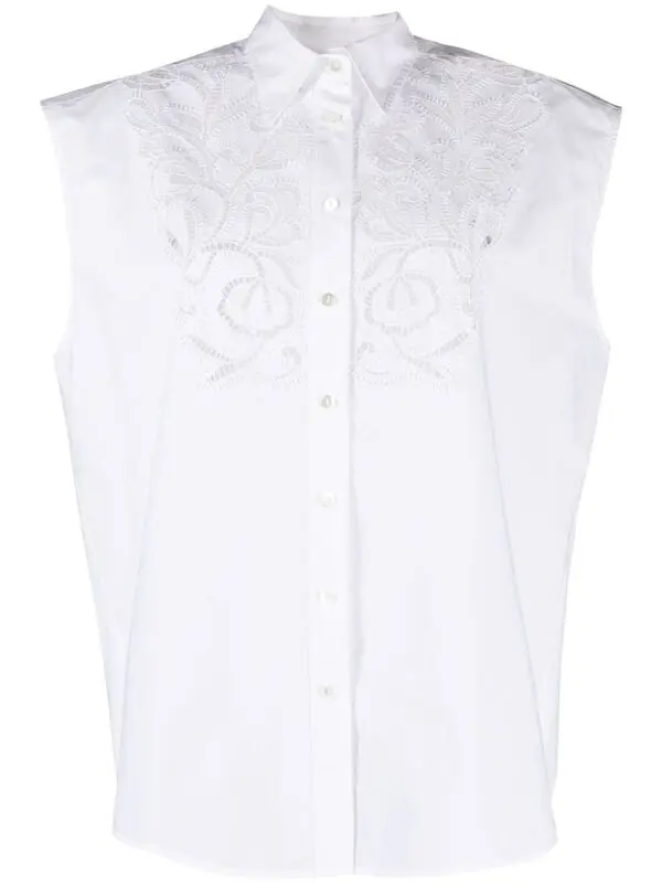 P.a.r.o.s.h Canyox Crochet-detailed Shirt - White