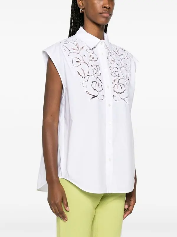 P.a.r.o.s.h Canyox Crochet-detailed Shirt - White