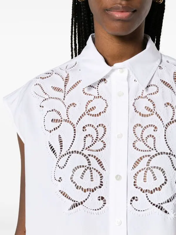 P.a.r.o.s.h Canyox Crochet-detailed Shirt - White