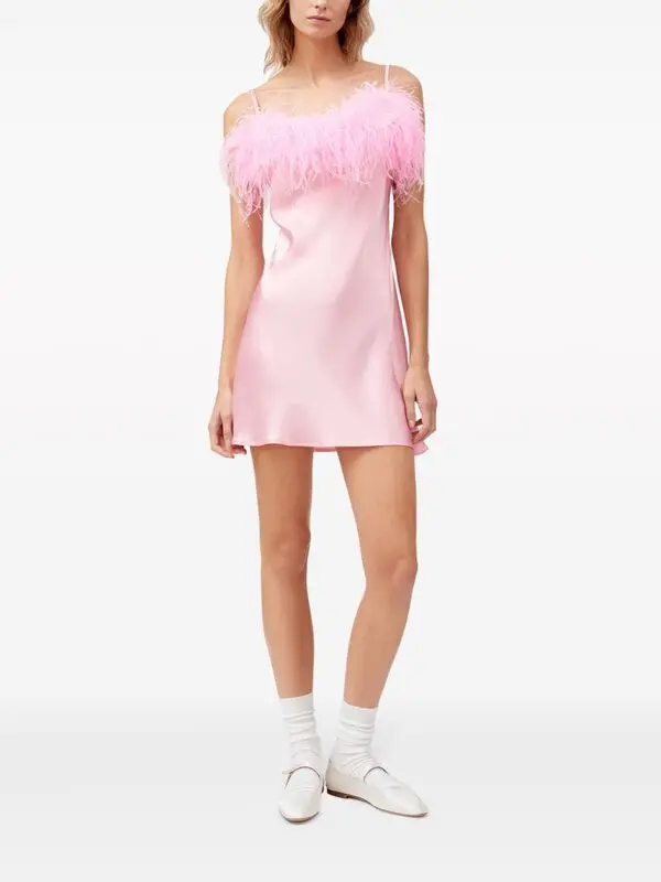 Sleeper Boheme Feather-trim Minidress