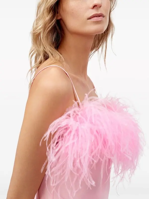 Sleeper Boheme Feather-trim Minidress