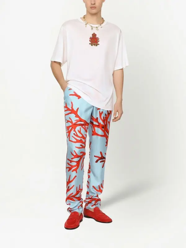 Dolce & Gabbana Heraldic-patch Silk T-shirt