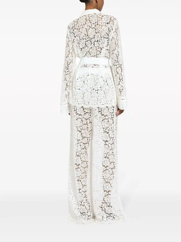 Dolce & Gabbana Floral Lace Belted Shirt - White