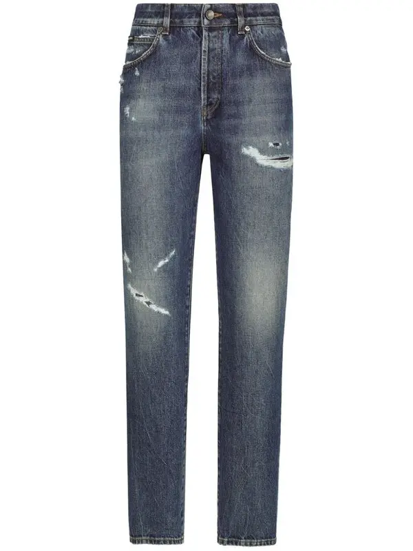 Dolce & Gabbana Ripped Boyfriend Jeans - Blue