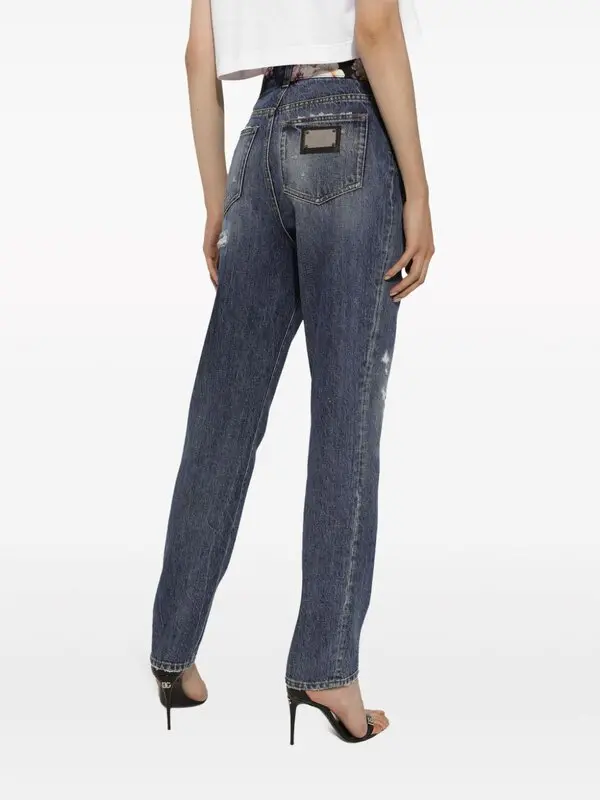 Dolce & Gabbana Ripped Boyfriend Jeans - Blue