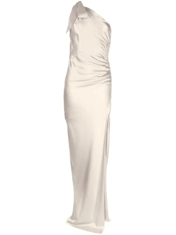 Michelle Mason Asymmetric Silk Gown Neutrals Editorialist