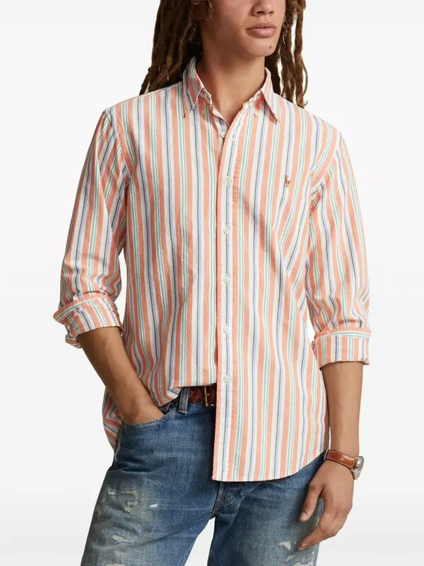 Polo Ralph Lauren Classic-collar Striped Cotton Shirt - White