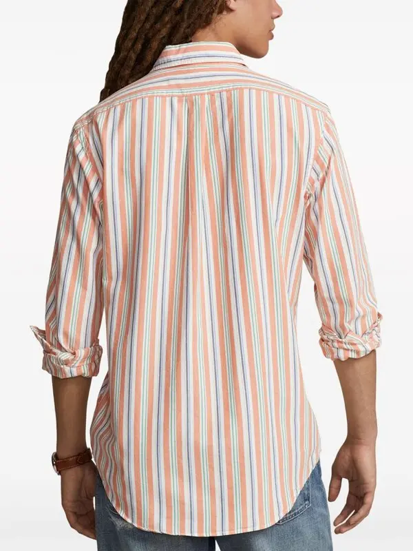 Polo Ralph Lauren Classic-collar Striped Cotton Shirt - White