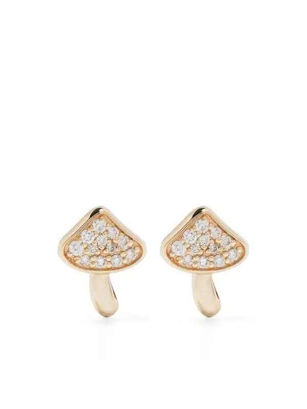 SYDNEY EVAN 14kt Yellow Diamond Mushroom Stud Earring - Gold