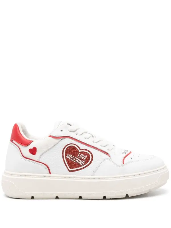 Moschino Logo-patch Leather Sneakers - White