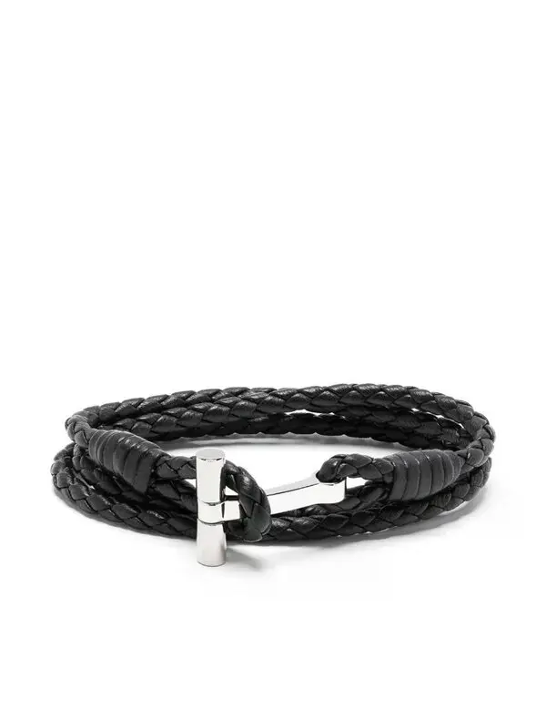 TOM FORD Braided Leather Bracelet - Black