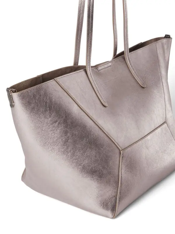 Brunello Cucinelli Metallic Leather Tote Bag - Pink