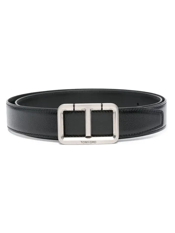 TOM FORD Logo-buckle Leather Belt - Black