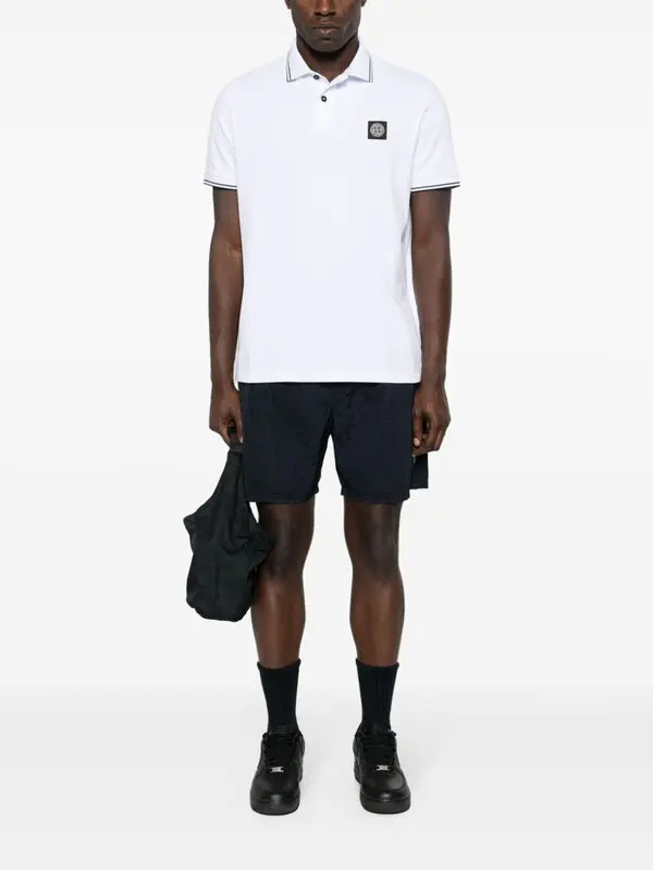 Stone Island Contrast-trim Polo Shirt - White