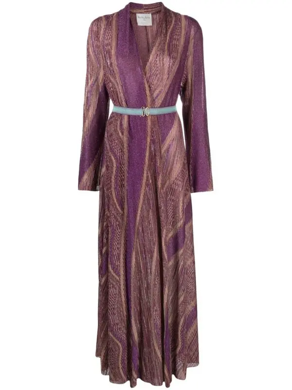 Buy FORTE_FORTE Ribbed Knit Metallic Thread Maxi Dress - Purple At 20% Off  | Editorialist