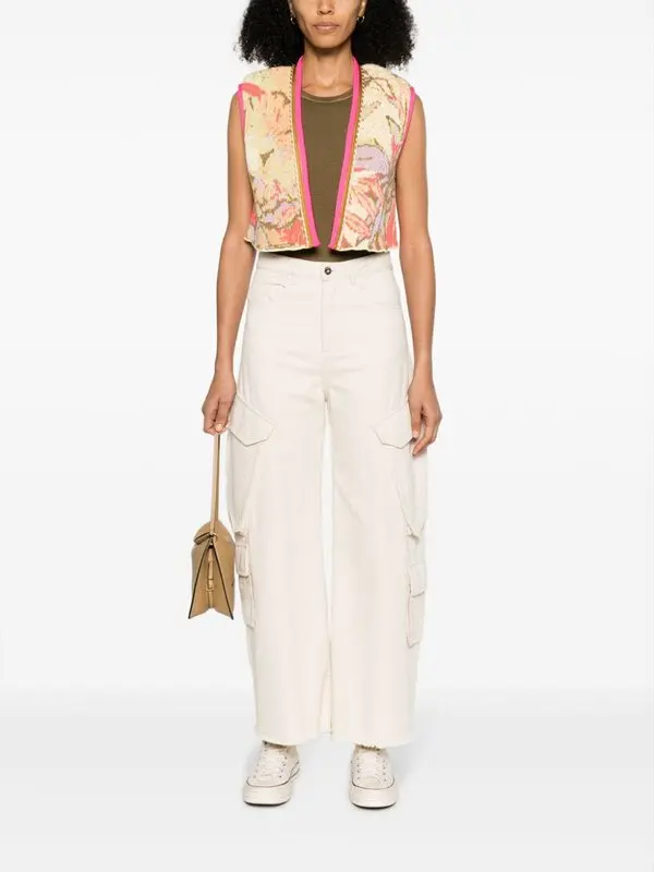 FORTE_FORTE Jacquard-pattern Ribbed-knit Cropped Vest