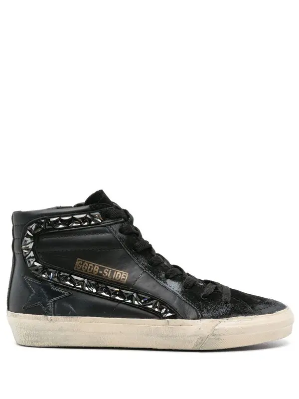 GOLDEN GOOSE Slide Crystal-embellished Sneakers - Black