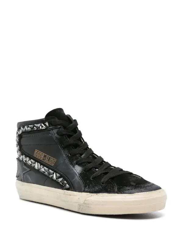 GOLDEN GOOSE Slide Crystal-embellished Sneakers - Black