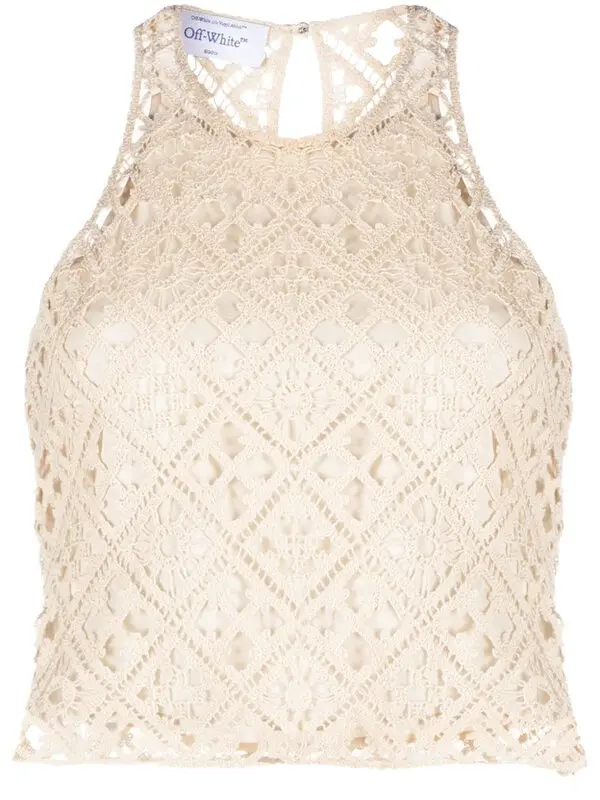 Off-White Crochet-knit Cropped Tank Ntop - Neutrals