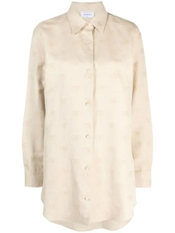 Off-White Logo Jacquard Cotton Blend Overshirt