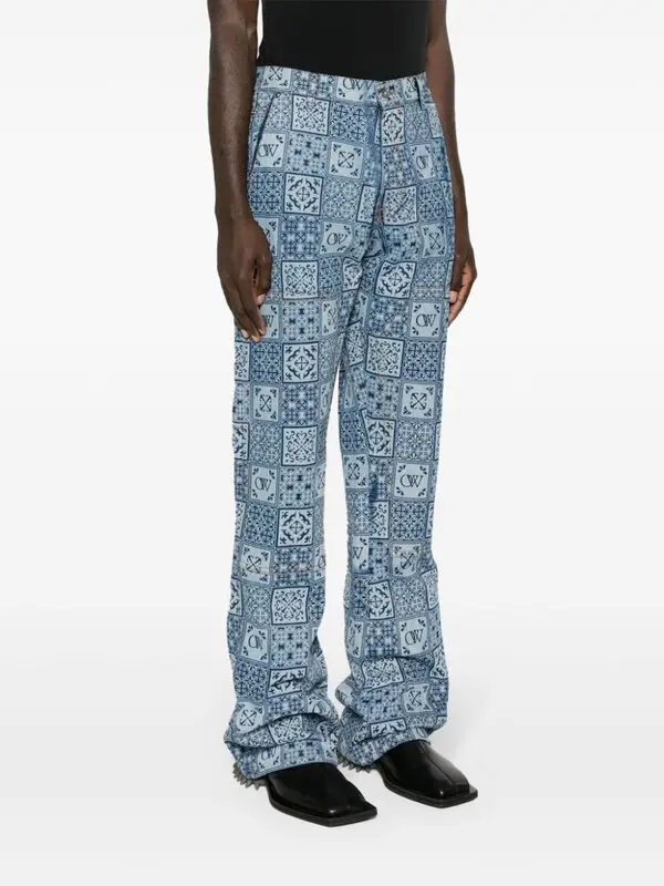 Off-White Logo-print Flared Carpenter Jeans