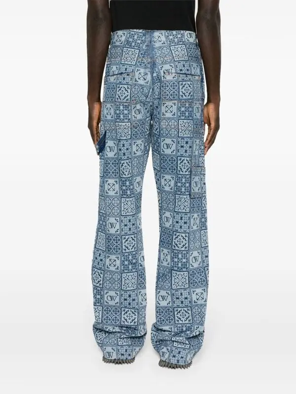Off-White Logo-print Flared Carpenter Jeans