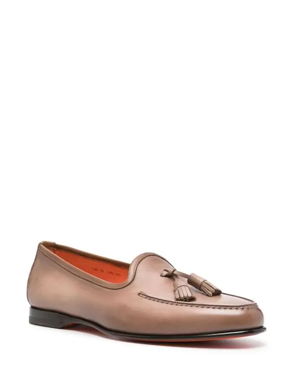Santoni Andrea Tassel Leather Loafers