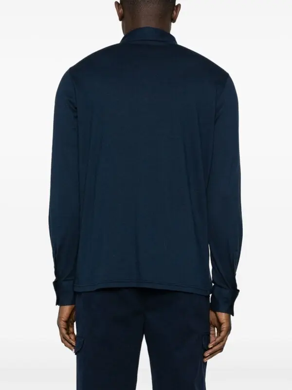 Kiton Long-sleeve Jersey Polo Shirt - Blue
