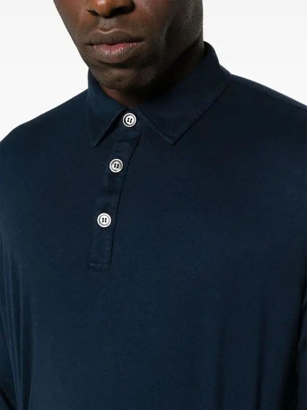 Kiton Long-sleeve Jersey Polo Shirt - Blue