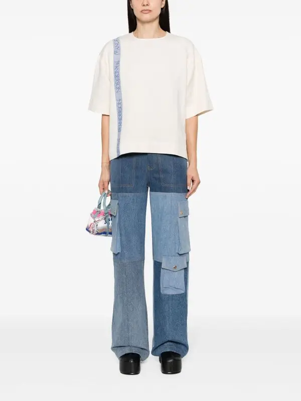 JW Anderson Logo-print Linen-blend T-shirt - Neutrals