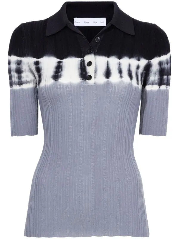 Proenza Schouler White Label Two-tone Wool Polo Shirt - Black