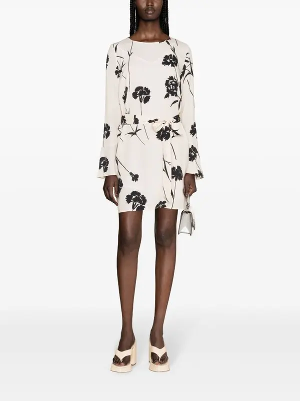 TWINSET Floral-print Belted Minidress - Neutrals