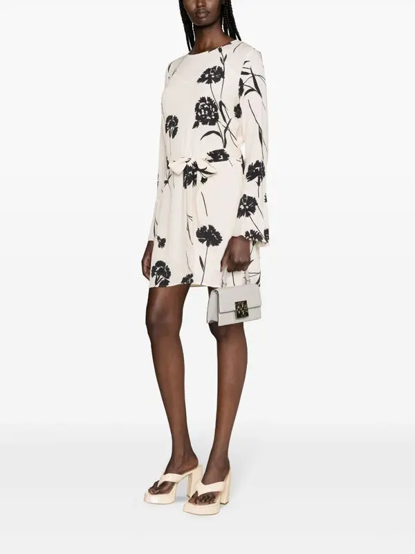 TWINSET Floral-print Belted Minidress - Neutrals