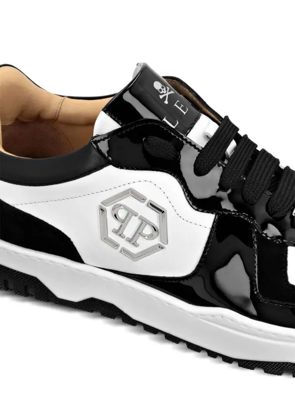 Philipp Plein Panelled Leather Sneakers - Black