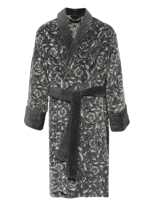 Versace Barocco Belted Bathrobe - Grey