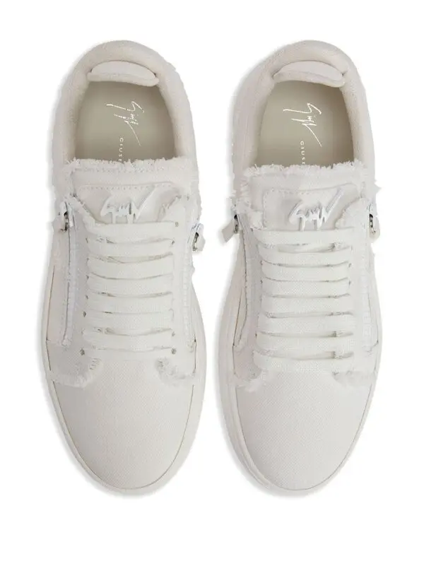 GIUSEPPE ZANOTTI Gz94 Leather Double-zip Low-top Sneakers - White