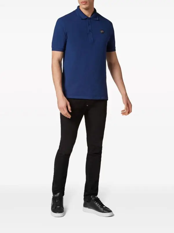 Philipp Plein Gothic Plein Cotton Polo Shirt - Blue