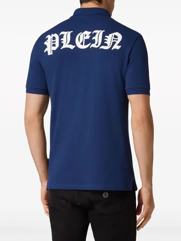 Philipp Plein Gothic Plein Cotton Polo Shirt - Blue