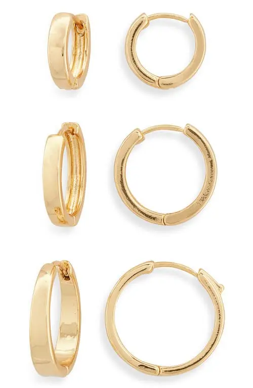 Bp. Set Of 3 Hoop Earrings - 14k Gold Dipped