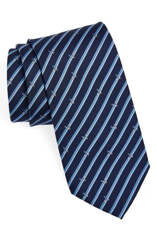 FERRAGAMO Tinta Painter Stripe Silk Tie - Navy