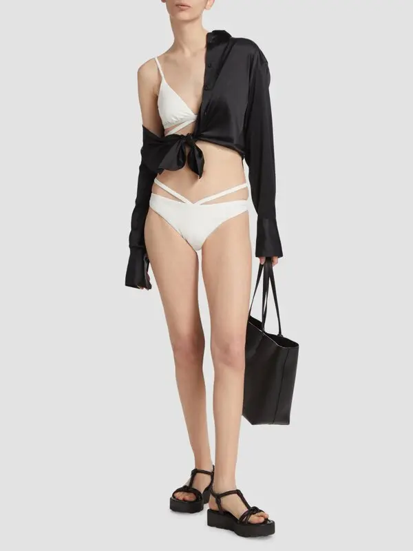 Simkhai Emmalynn Strappy Bikini Bottoms - White