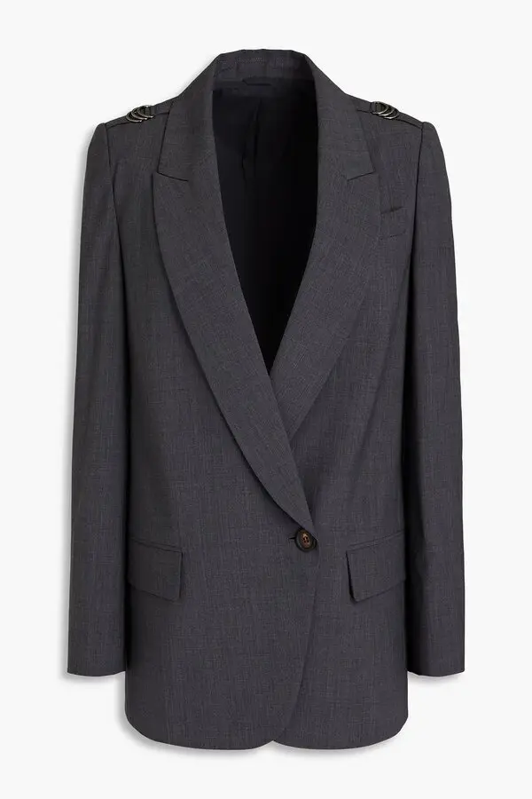 Brunello Cucinelli Ring-embellished Wool-blend Blazer