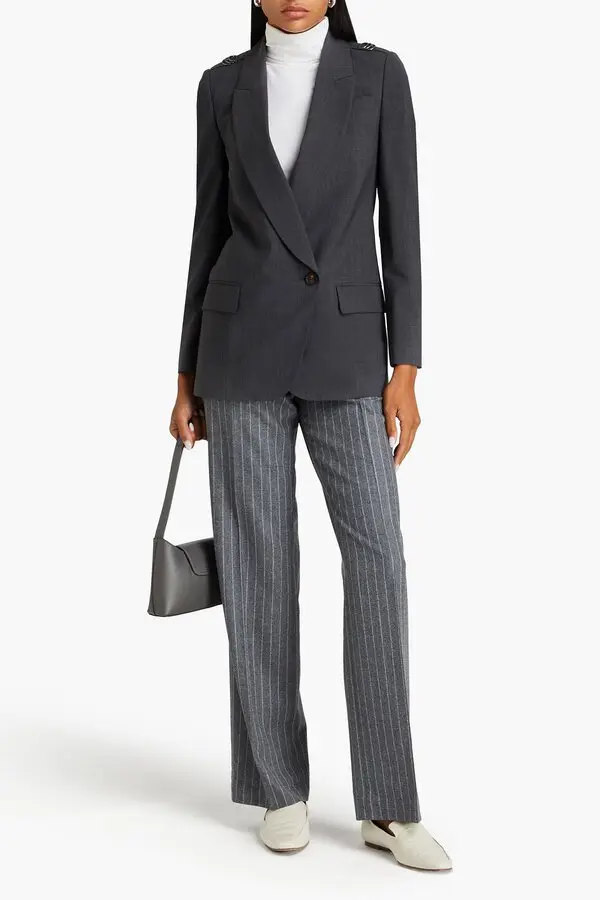 Brunello Cucinelli Ring-embellished Wool-blend Blazer