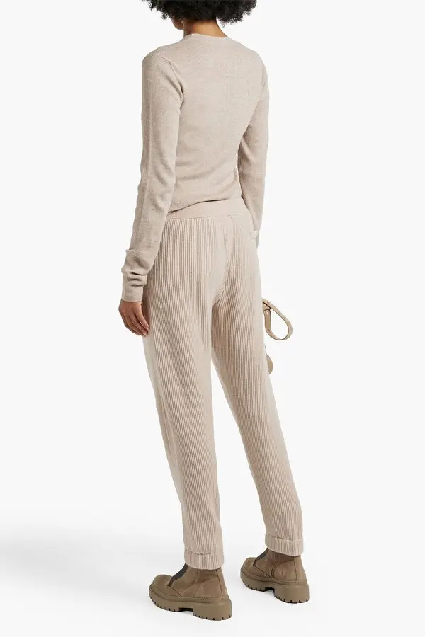 Brunello Cucinelli Cashmere And Suede Tapered Pants